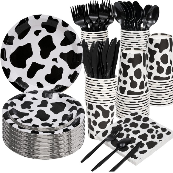 Dining | New 175 Pcs Cow Print Party Supplies Barn Animals Cow Themed ...